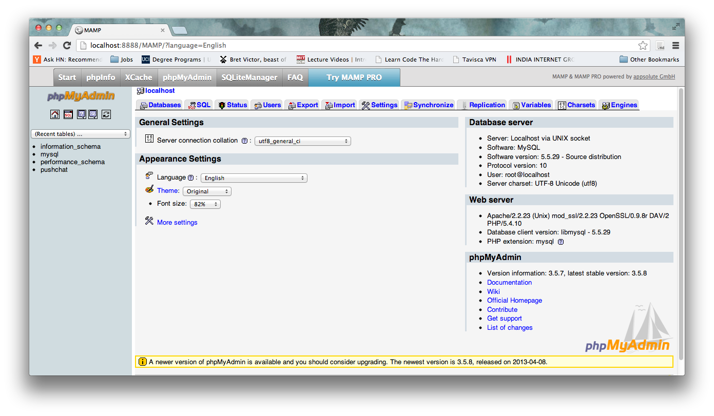 PHP MyAdmin Dashboard