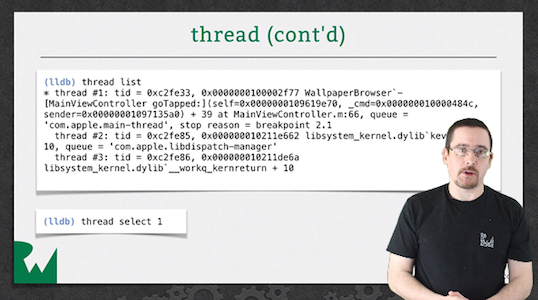 Video Tutorial Using Lldb In Ios Part 3 Backtraces Threads And Frames 4251
