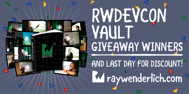 RWDevCon 2016 Vault Giveaway Winners – And Last Day for Discount! | Kodeco