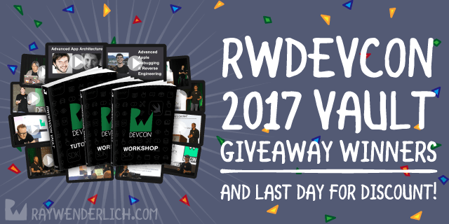 RWDevCon 2017 Vault Giveaway Winners – And Last Day for Discount! | Kodeco