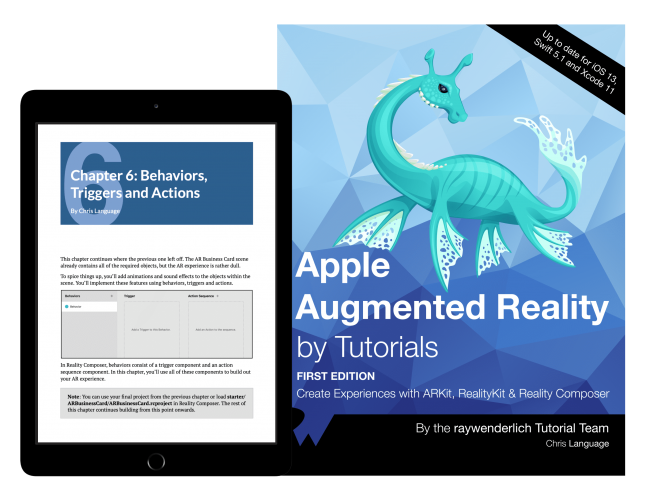 Apple Augmented Reality by Tutorials: Complete Book Now Available! | Kodeco